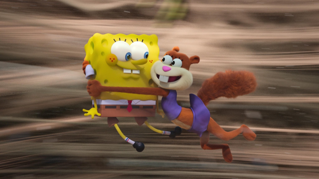 Arenita Mejillas toma el control con Bob Esponja